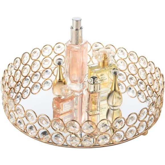 Bath | Crystal Makeup Vanity Tray Jewelry Trinket Mirrored Decorative ...